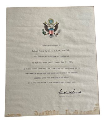 WW2 Fallen Soldier Historical Letter Signed By FDR Franklin Delano ...