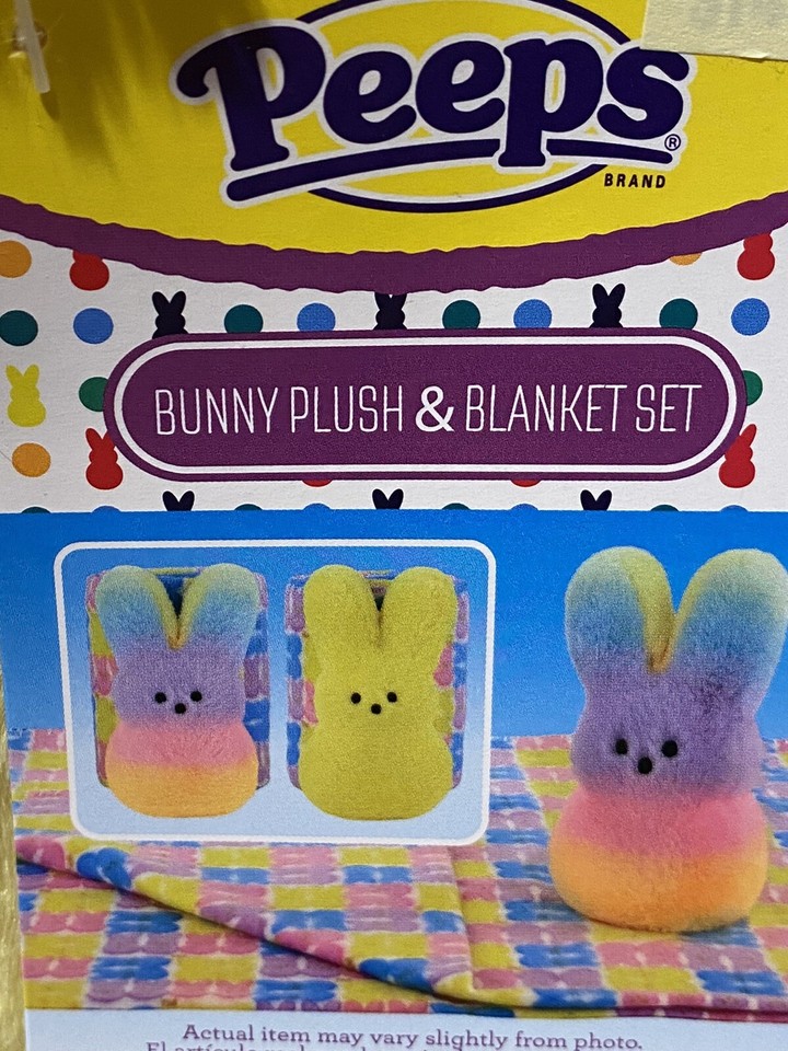 Peeps Easter 8" Yellow Bunny Plush & Blanket Throw Set ~ NWT | eBay
