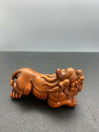 Collection Chinese Natural Boxwood Handmade Delicate PI Xiu Statue ...