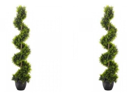 2x Artificial Topiary Twirl Trees Outdoor Indoor Garden Patio Path ...