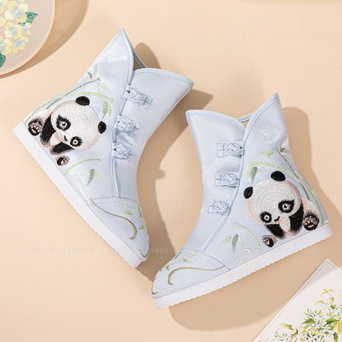 Chinese Traditional Retro Hanfu Panda Embroidered Boot Ancient Cosplay ...