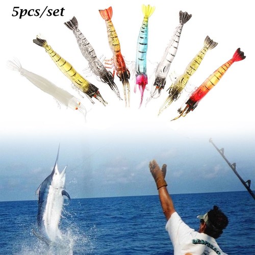 Creative Portable Shrimp Fake Bait Sea Fishing Hook Worm Silicone Prawn ...