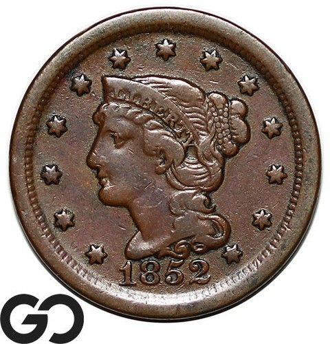 1852 Large Cent, Braided Hair, Fine | eBay