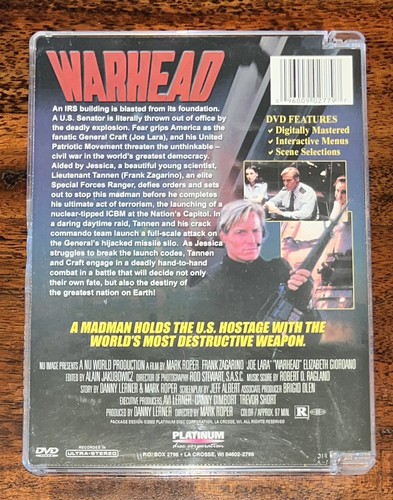 Warhead DVD 2002 Digitally Mastered Nu World Production Joe Lara Frank ...