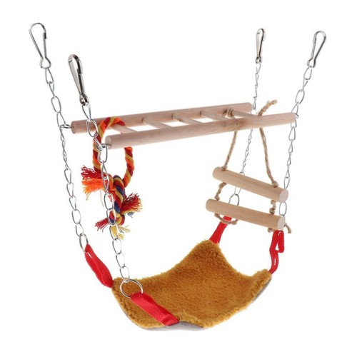 Wood Hanging Swing Ladder Bridge Cage Toy for Small Pet Hamster Bird ...