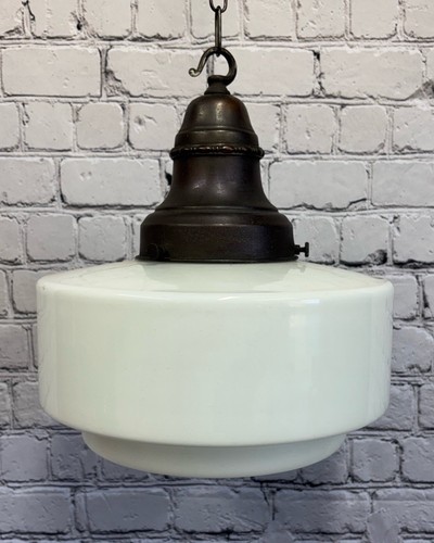 VINTAGE OPALINE CEILING LIGHT. COPPER CRADLE. SUPERB. ORIGINAL. 1920s ...