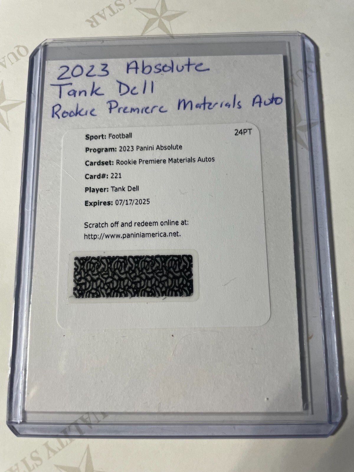 TANK DELL 2023 ABSOLUTE ROOKIE PREMIEIRE MATERIALS AUTOGRAPH AUTO ...