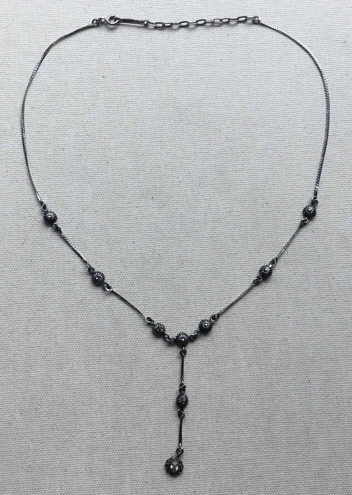 Marcasite Necklace Lariat Steampunk Crystal Caviar Snake Chain Gothic ...