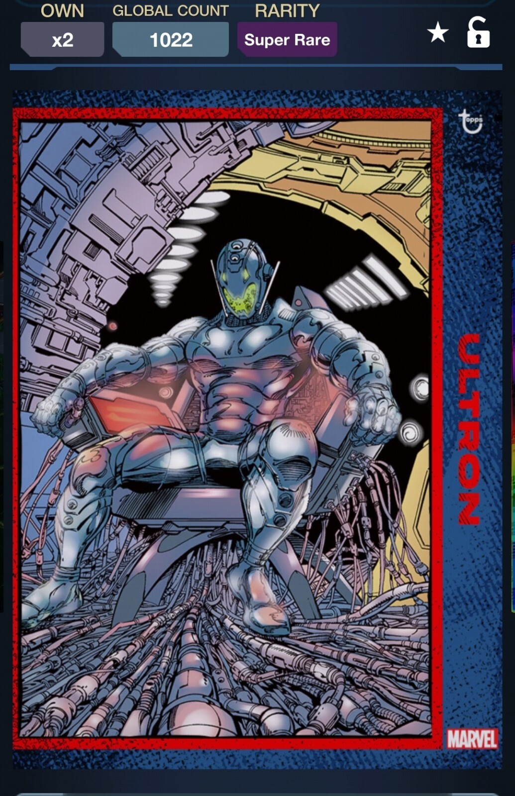 Topps Marvel Collect Digital 2021 '90s Collection ULTRON Blue Super ...