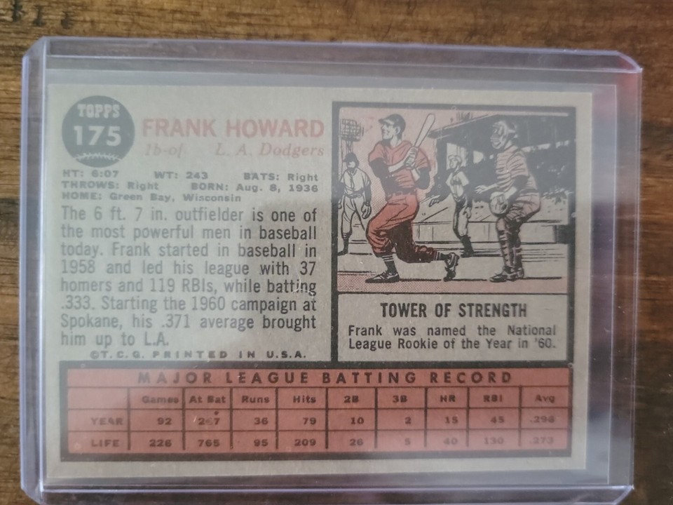 1962 Topps FRANK HOWARD Baseball Card NM well centered see pics | eBay