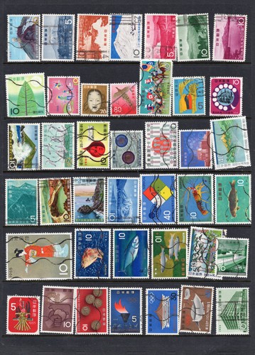 41pc 1960s JAPAN JAPANESE STAMPS LOT COLLECTION FISH TOPICAL USED ID ...