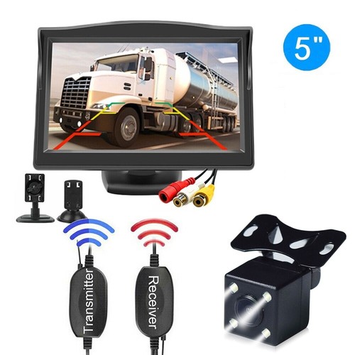 Monitor&Backup Camera Wireless 5" Car Rear View Parking System Night ...