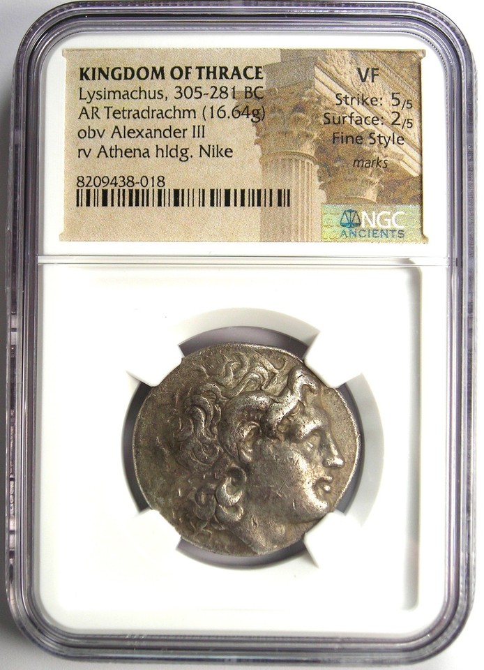 Lysimachus Silver AR Tetradrachm Lysimachos Thrace Coin 305 BC NGC VF ...
