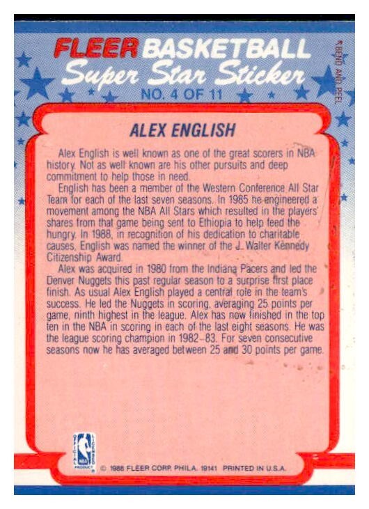 1988-89 Fleer Super Star Sticker Complete Your Set | eBay