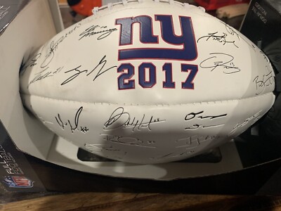 2017 NEW YORK GIANTS TEAM Signed Football Team COA /1002 RARE OBJ Eli ...