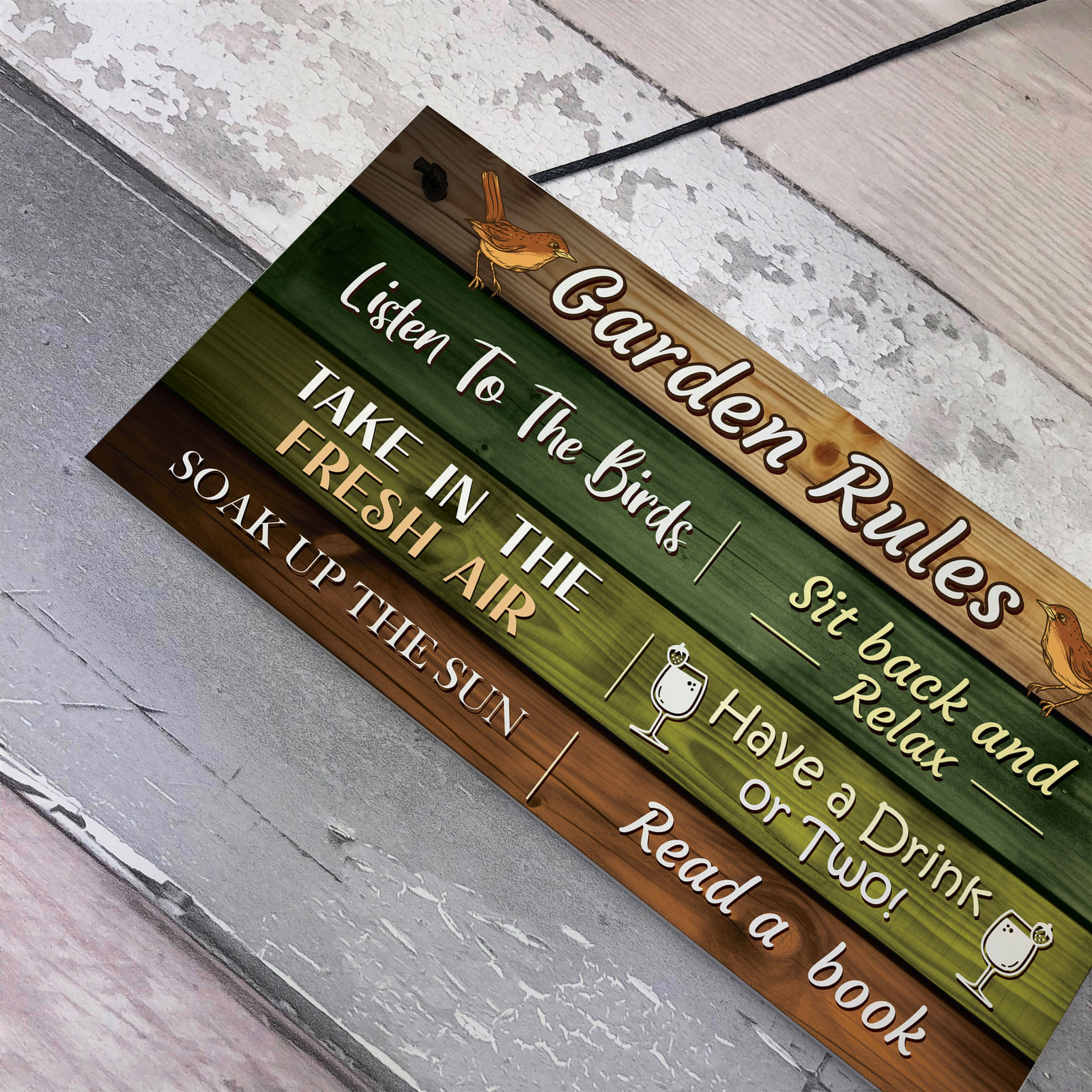 Garden Rules Novelty Sign Hanging Wall Fence Garden Shed Plaques ...