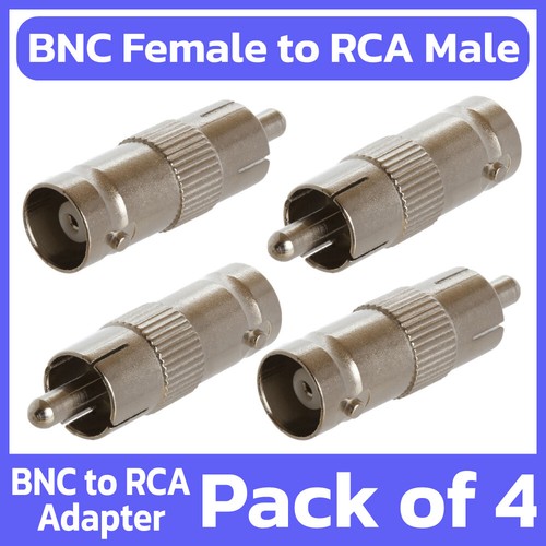 4 Pack BNC Female to RCA Male Adapter Coaxial Cable Converter CCTV ...