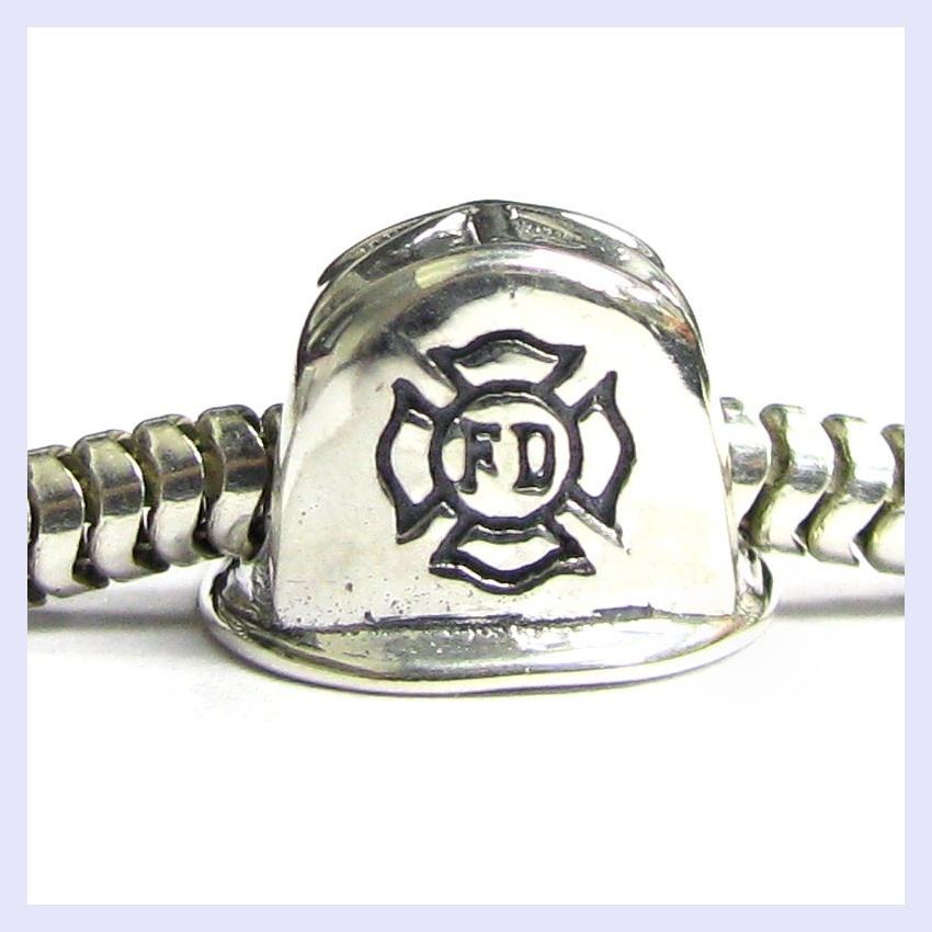 Sterling Silver Hero Firefighter Fireman Helmet Bead for European Charm ...