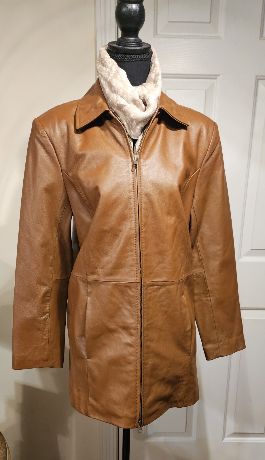 Centigrade Brown Leather Knee Lenth Coat XS - Gem