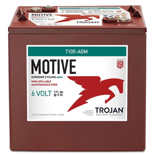 Trojan Reliant T105-AGM 6V 217Ah Deep-Cycle Sealed AGM Battery Made in ...