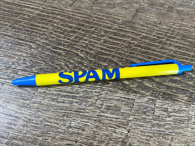 New/Unused blue & yellow SPAM ball point pen Birthday Christmas | eBay