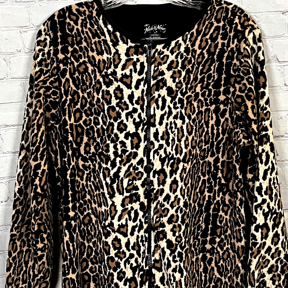 Nick and Nora Size Small One Piece Full Zip Leopard Print Footed ...