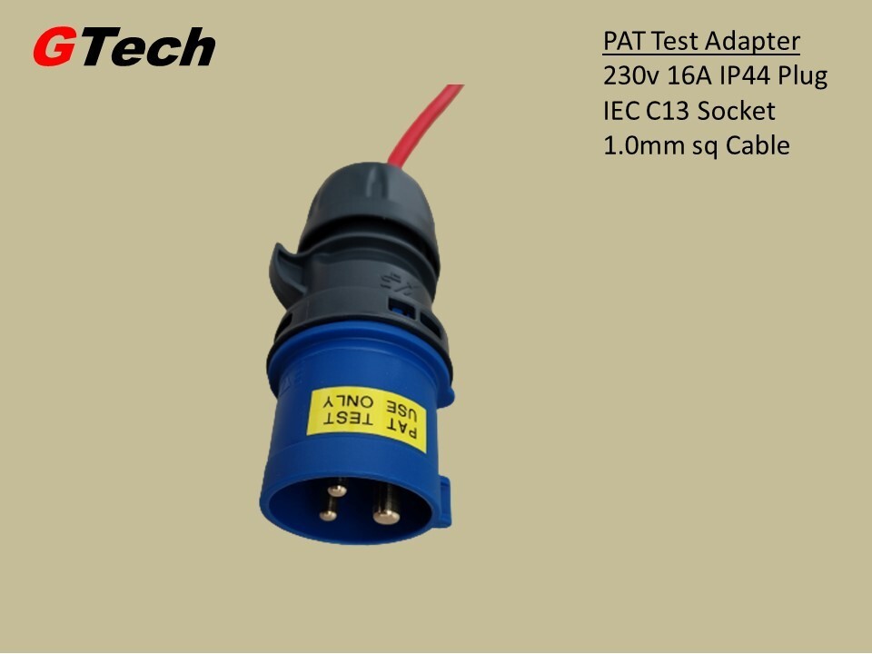 PAT Test Adapter Set - 230v 16A IP44 Plug + Socket - RED TEST CABLE ...