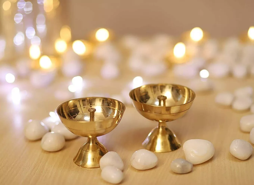 2 X Puja Aarti Diya Religious Brass Hindu Diwali Deepak Light Oil Lamp ...