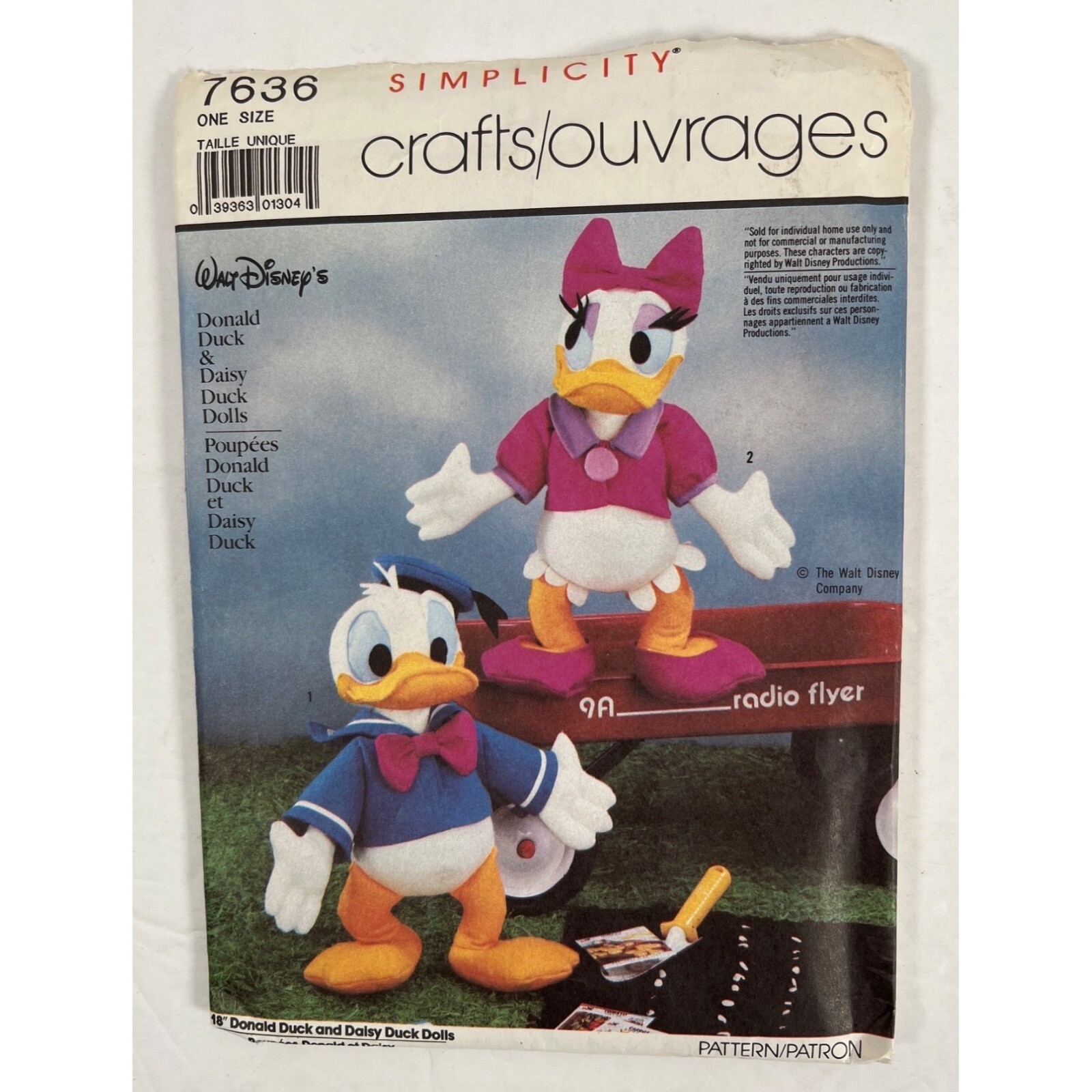 Simplicity Disney Pattern 18" Donald Daisy Duck Doll 7636 for sale ...