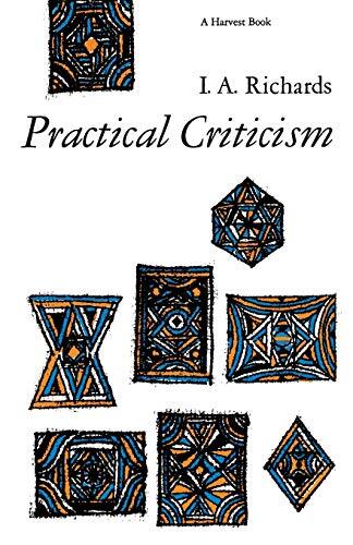 Practical Criticism: A Study of Literary Judgment. Richards ...