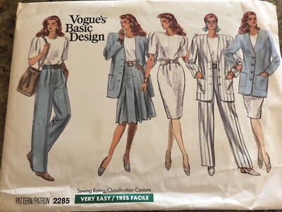 🌹VOGUE BASIC DESIGN #2285 - LADIES JACKET-DRESS-TOP-SKIRT-PANTS PATTERN ...
