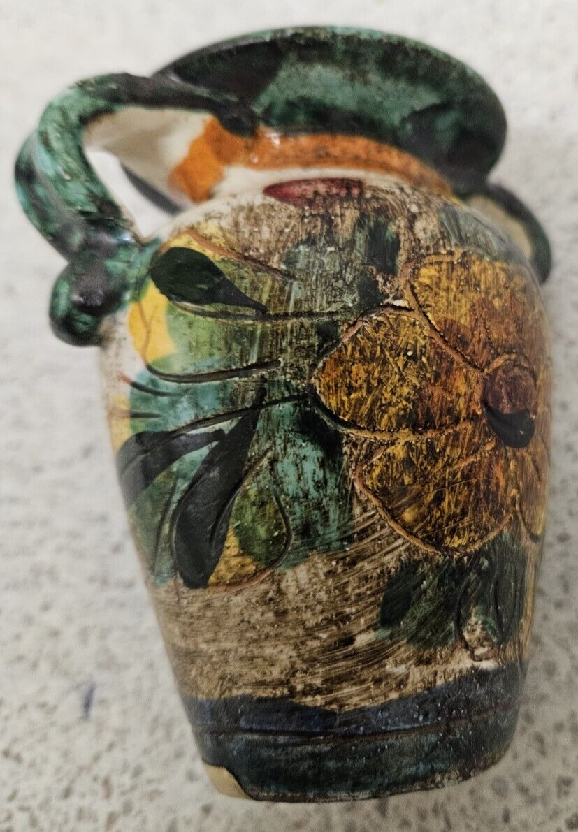 Vintage Hand Painted Italian.FIRENZE Floral Vase Pottery Piece SIGNED ...