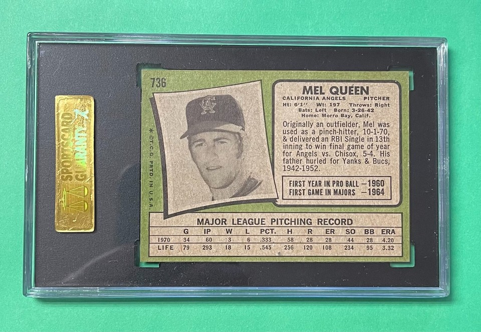 1971 TOPPS MEL QUEEN #736 SGC 88 MINT 8 ANGELS | eBay