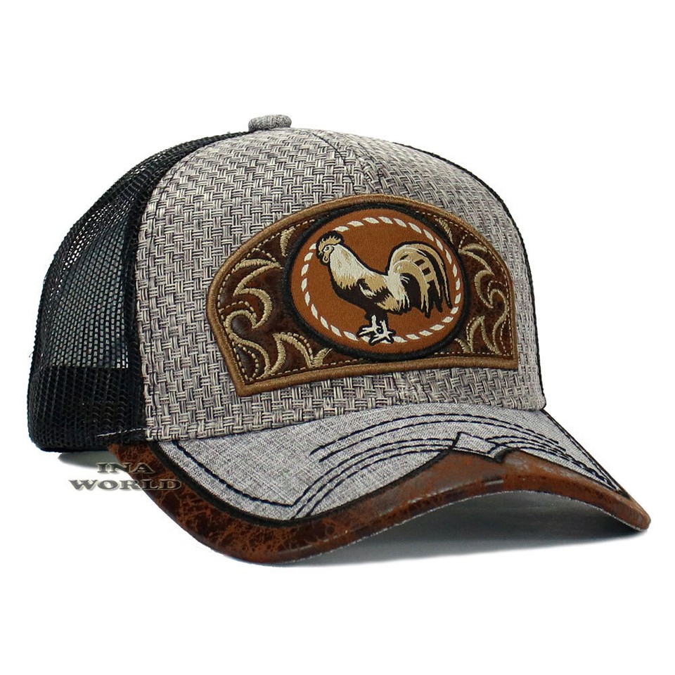 ROOSTER Hat Straw Cap Mesh Trucker Snapback MEXICO Western Style ...