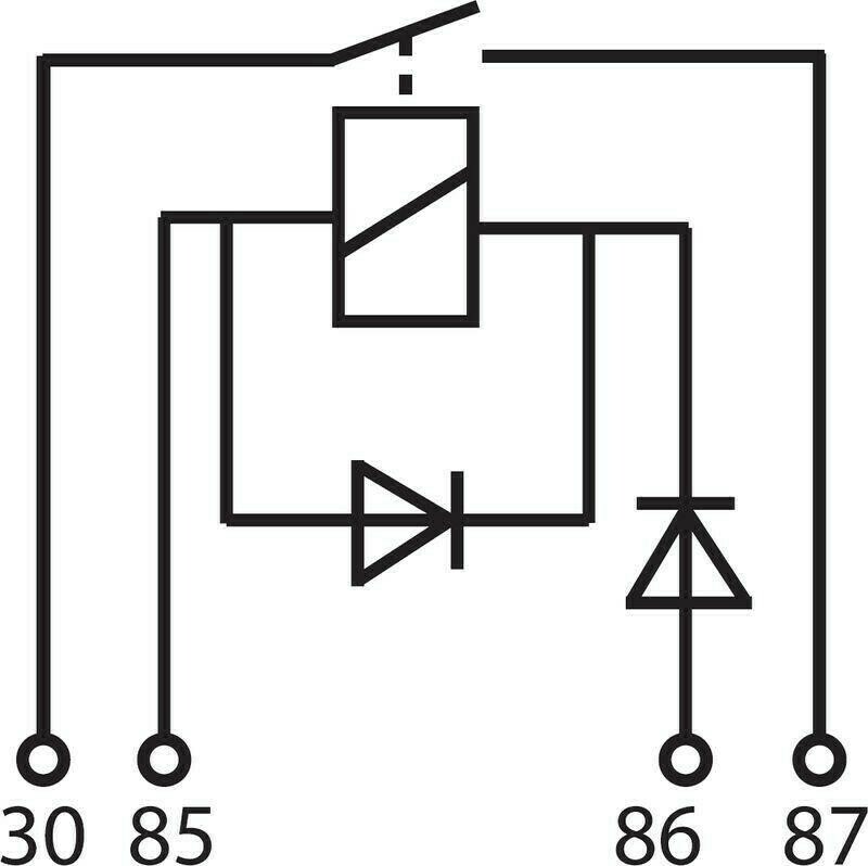 GEBE 991101 4 Terminal Pin SPST NO Relay 12V with Diode 100/180A Made ...