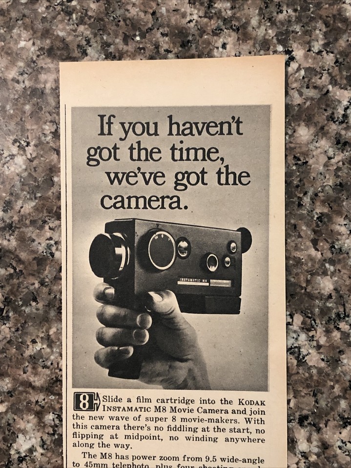 1968 Kodak Instamatic M8 Movie Camera PRINT AD Load Film Cartridge VTG ...