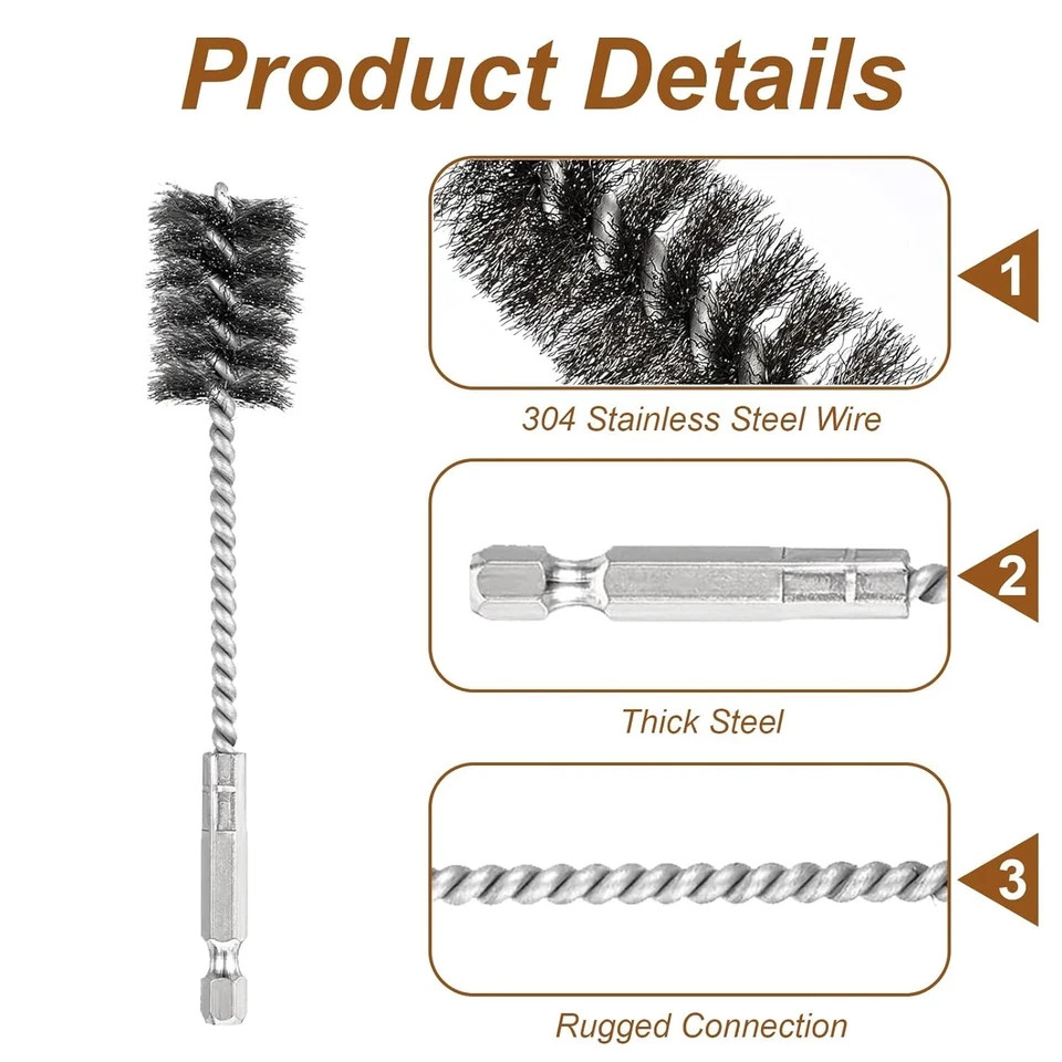 4 PCS Stainless Steel Wire Brushes,Hex Shank Handle Small Wire Brushes ...