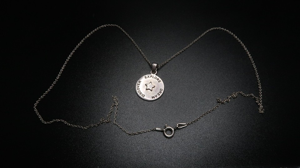 Vintage Motivational Sterling Silver Explore Discover Dream Necklace 16 ...
