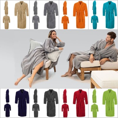 UNI SEX 500 GSM Bath Robe Combed Cotton Terry Towelling Shawl Collar ...