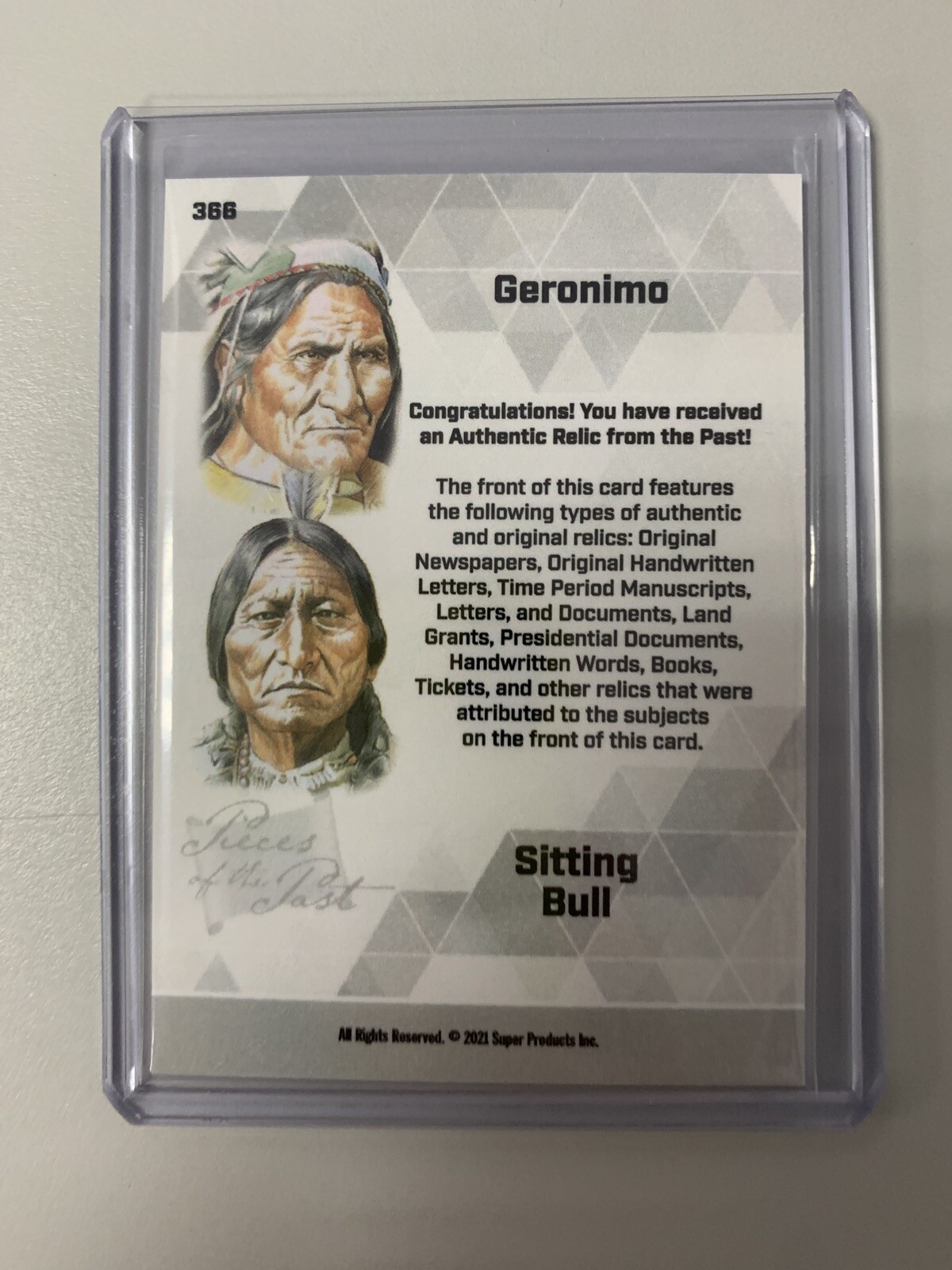 2021 Pieces Of The Past Geronimo Sitting Bull Handwritten Dual Relic | eBay