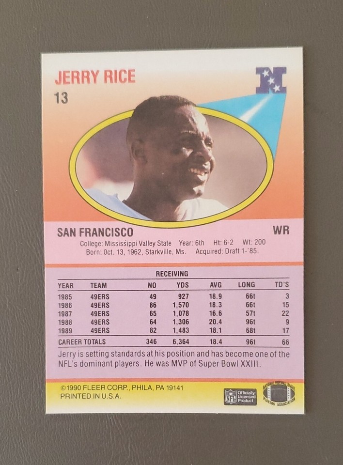 1990 Fleer #13 Jerry Rice San Francisco 49ers Football Card | eBay