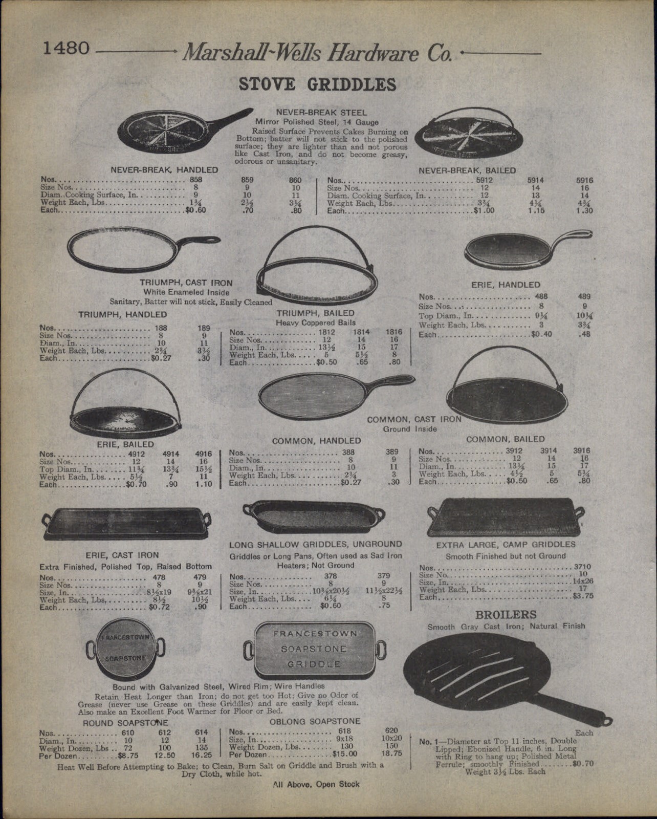 1912 PAPER AD 3 PG Stove Griddle Never Break Steel Kettle Griswold ...