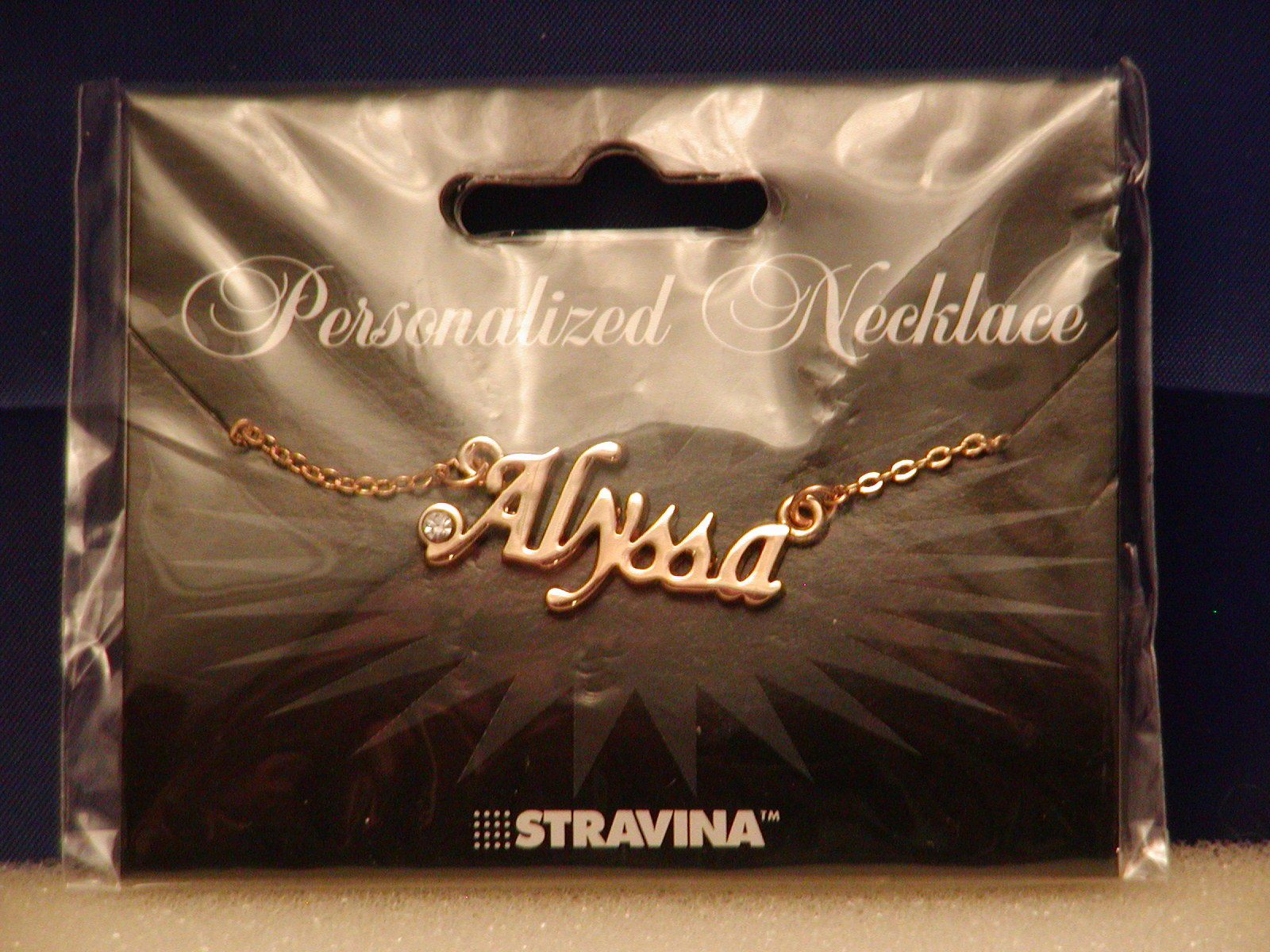 18" Stravina Personalized Necklace Polished Gold Metal with Stone ...