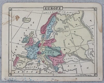 Antique 19th Century Hand Colored Map of Europe 1857 Cornells Primary ...