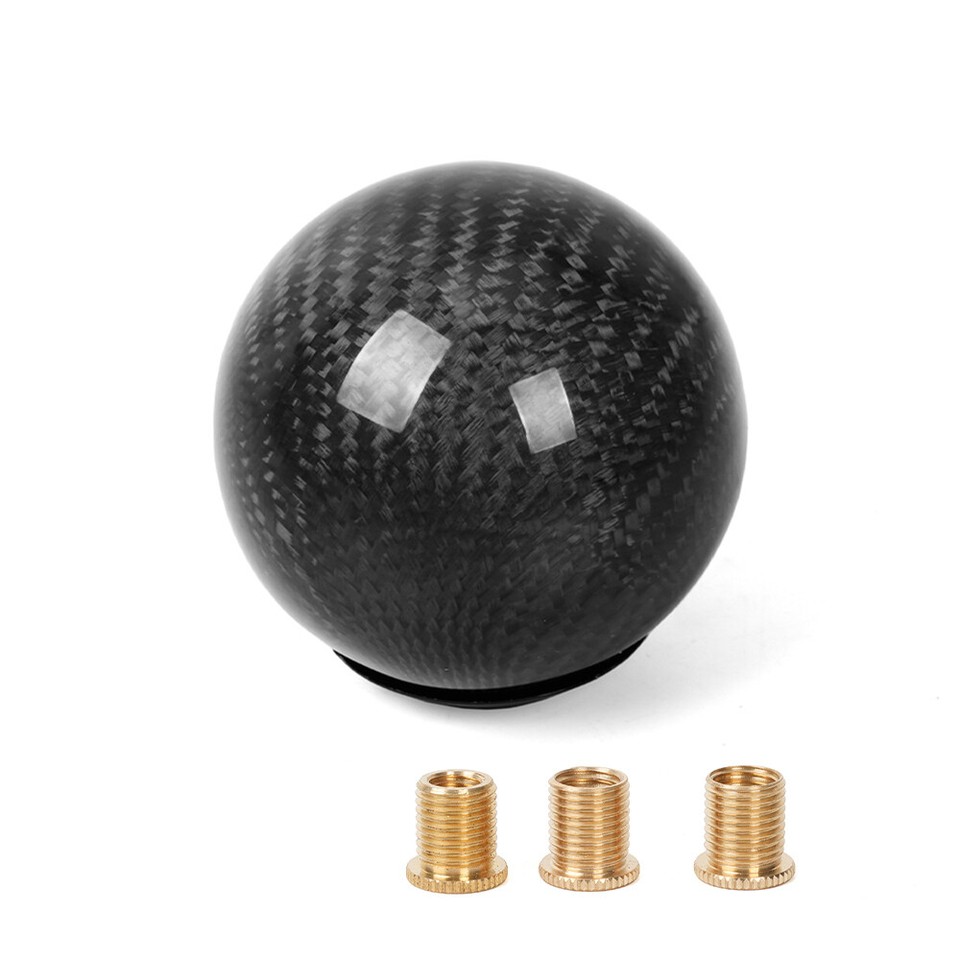 Universal Real Carbon Fiber Round Ball Shape Car Gear Shift Knob ...