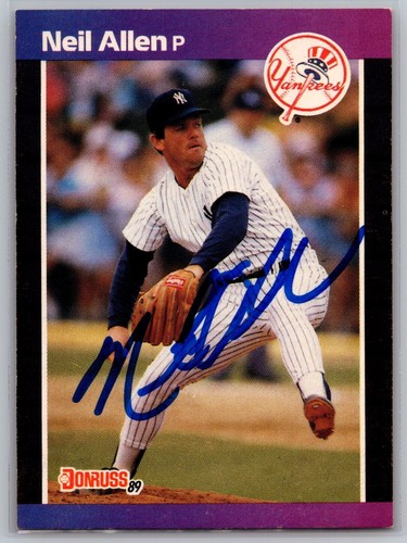 1989 Donruss #196 Neil Allen Autographed New York Yankees MLB Baseball ...