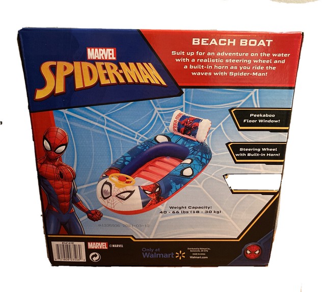 Marvel Spiderman Inflatable Beach Boat Swimming Pool Float Kids Ages 3 ...