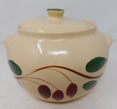 1950's Watt American Red Bud Bean Pot #76 Ovenware 8.5" Diameter x 6-3/ ...