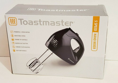 TOASTMASTER GLOSS BLACK ADJUSTABLE 5 SPEED HAND MIXER KITCHEN APPLIANCE ...