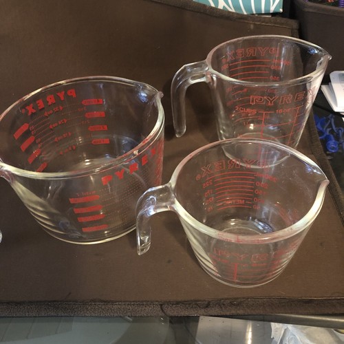 Pyrex Tempered Glass Liquid Measuring Cups Set of 3 | eBay